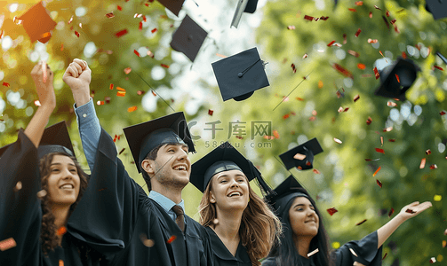 学生庆祝毕业教育校园高清摄影大图-千库网