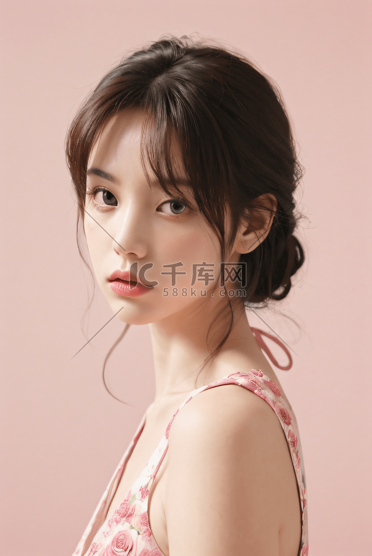 手拿玫瑰花的女生摄影配图2高清摄影大图-千库网