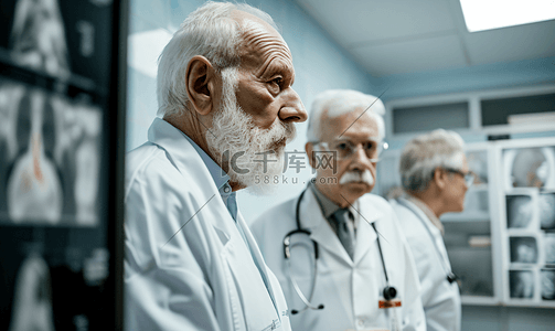 看放射片的老年医生高清摄影大图-千库网