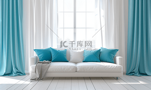 室内家居沙发窗帘背景高清摄影大图-千库网