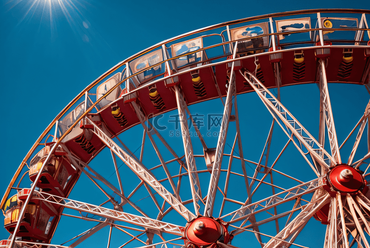 游乐场仰拍摩天轮摄影图0高清摄影大图-千库网