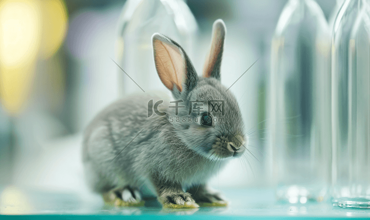 实验中的小兔子高清摄影大图-千库网
