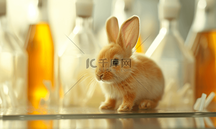 实验中的小兔子高清摄影大图-千库网