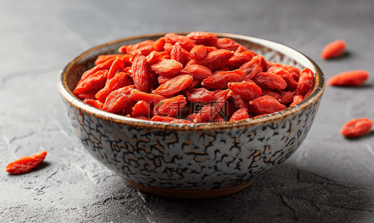 碗里干枸杞的特写视图高清摄影大图-千库网