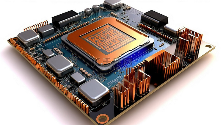 白色背景下当代 lga cpu 的 3d 插图背景图片免费下载_海报banner/高清大图_千库网(图片编号6913871)