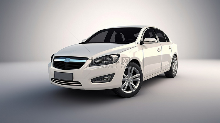 白色中型城市家庭轿车的 3d 渲染背景图片免费下载_海报banner/高清大图_千库网(图片编号6829442)
