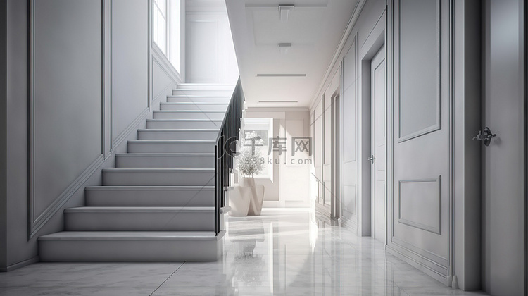 通往 3d 渲染走廊的楼梯背景图片免费下载_海报banner/高清大图_千库网(图片编号6691014)