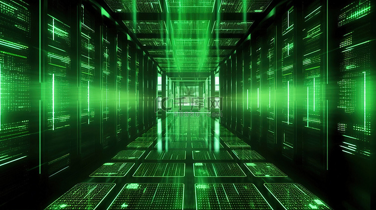 数字技术时代信息传输矩阵和 3D 渲染中的抽象数据中心服务器背景图片免费下载_海报banner/高清大图_千库网(图片编号6866300)