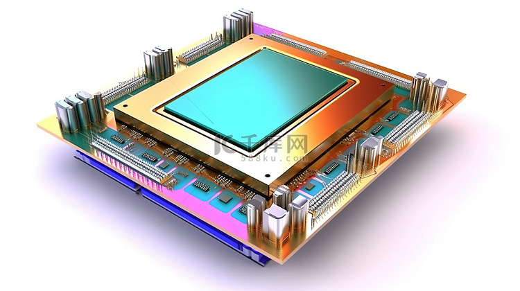白色背景上当代多核 cpu 的 3d 插图背景图片免费下载_海报banner/高清大图_千库网(图片编号6836130)
