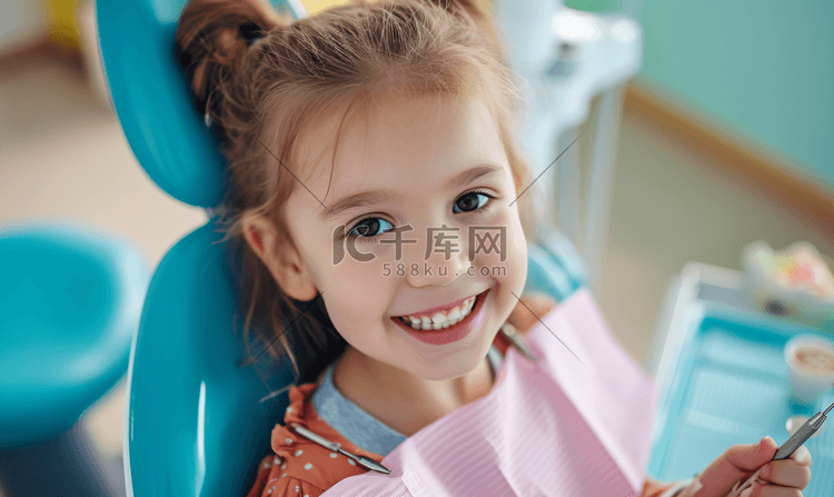 小女孩去牙科诊所看牙高清摄影大图-千库网