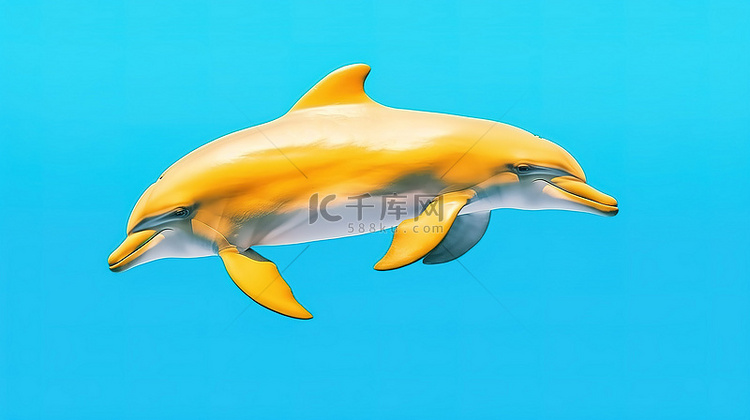 令人惊叹的 3D 渲染充满活力的黄色宽吻海豚双色调风格设置在迷人的蓝色背景下背景图片免费下载_海报banner/高清大图_千库网(图片编号 ...
