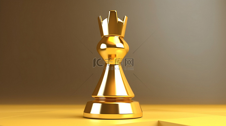 国际象棋棋子的图标 3D 渲染的黄金符号背景图片免费下载_海报banner/高清大图_千库网(图片编号6754503)