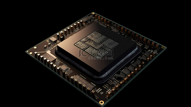 黑色 cpu 芯片在黑暗背景下的令人惊叹的 3D 渲染背景图片免费下载_海报banner/高清大图_千库网(图片编号7160135)