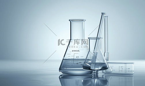 实验烧杯锥形瓶量筒高清摄影大图-千库网