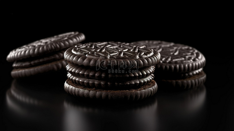 黑色饼干的逼真纹理 3d 渲染背景图片免费下载_海报banner/高清大图_千库网(图片编号6669657)