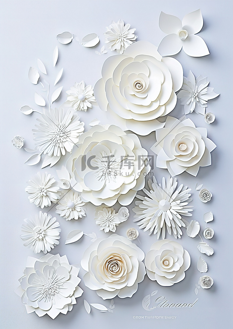 桌上摆着的白纸花背景图片免费下载_海报banner/高清大图_千库网(图片编号7082428)