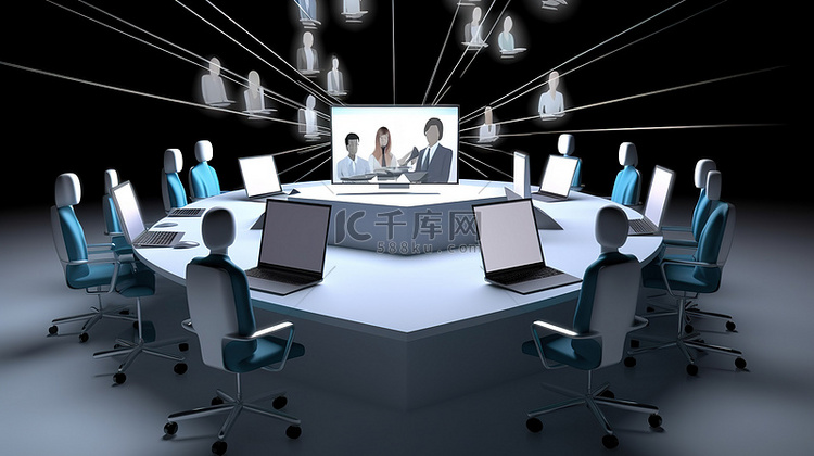 与来自全球 3d 渲染的参与者的虚拟会议背景图片免费下载_海报banner/高清大图_千库网(图片编号6695111)