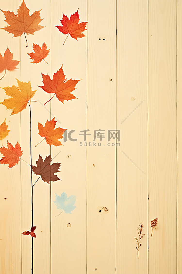秋叶和木质表面上的文字背景图片免费下载_海报banner/高清大图_千库网(图片编号7091421)