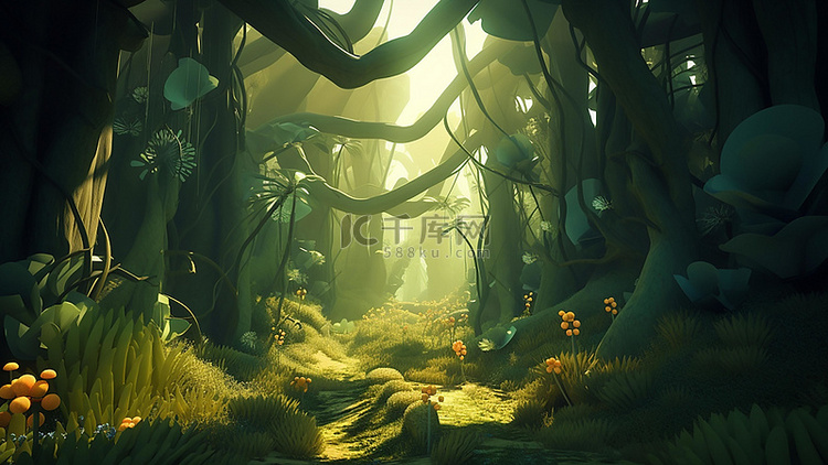 森林卡通树木植物背景图片免费下载_海报banner/高清大图_千库网(图片编号6639389)