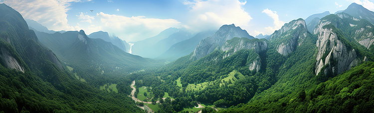 山区的山脉和瀑布背景图片免费下载_海报banner/高清大图_千库网(图片编号7120402)