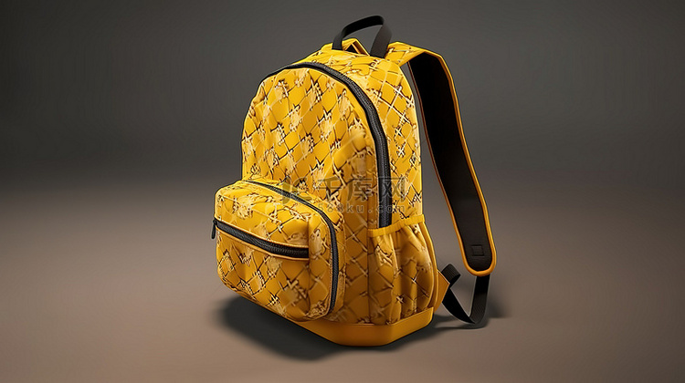 带有 3D 渲染随机图案的黄色书包背景图片免费下载_海报banner/高清大图_千库网(图片编号6846199)