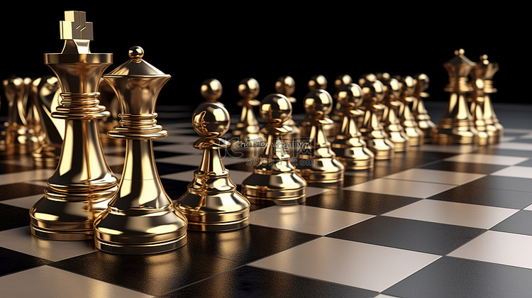 富丽堂皇的金色国际象棋国王高耸于 3D 渲染棋盘上的仰卧银色棋子之上背景图片免费下载_海报banner/高清大图_千库网(图片编号6741646)