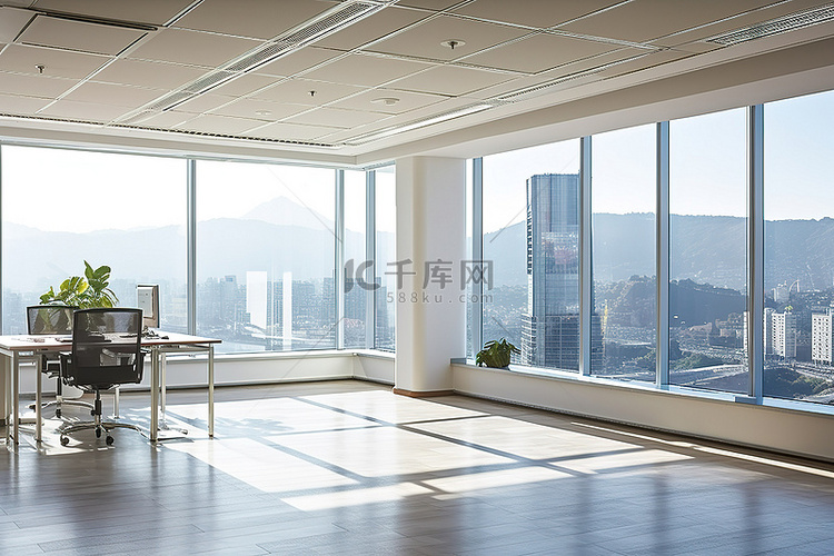 办公室设有大窗户，可欣赏玻璃景观背景图片免费下载_海报banner/高清大图_千库网(图片编号7091984)