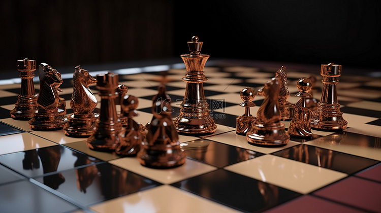 光滑的棋盘与 3d 渲染的棋子背景图片免费下载_海报banner/高清大图_千库网(图片编号6730743)