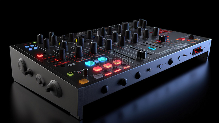 带有 3D 渲染均衡器和控件的数字 DJ 控制台背景图片免费下载_海报banner/高清大图_千库网(图片编号6713034)