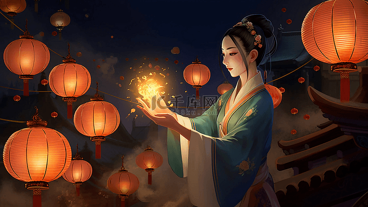 中秋节赏花灯赏月背景图片免费下载_海报banner/高清大图_千库网(图片编号6661709)