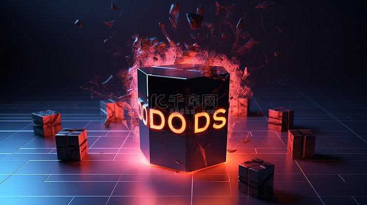DDoS 攻击带有“DDoS”3D 渲染概念铭文的抽象技术立方体背景图片免费下载_海报banner/高清大图_千库网(图片编号6863949)