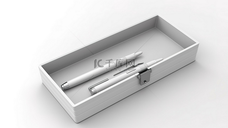 白色笔盒的 3D 渲染图像背景图片免费下载_海报banner/高清大图_千库网(图片编号6936092)