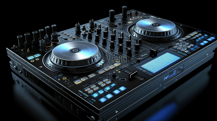 具有高级控制和均衡功能的专业 DJ 控制台的数字渲染背景图片免费下载_海报banner/高清大图_千库网(图片编号6706144)