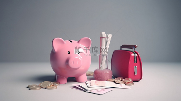 白色背景与 3D 渲染省钱想法存钱罐钱包硬币信用卡转账背景图片免费下载_海报banner/高清大图_千库网(图片编号6716080)