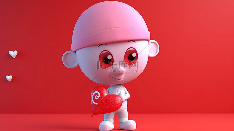 可爱的“做我的情人”卡通人物的 3D 插图背景图片免费下载_海报banner/高清大图_千库网(图片编号6731221)