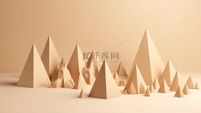 米色背景 3d 纸金字塔雕塑背景图片免费下载_海报banner/高清大图_千库网(图片编号6667185)