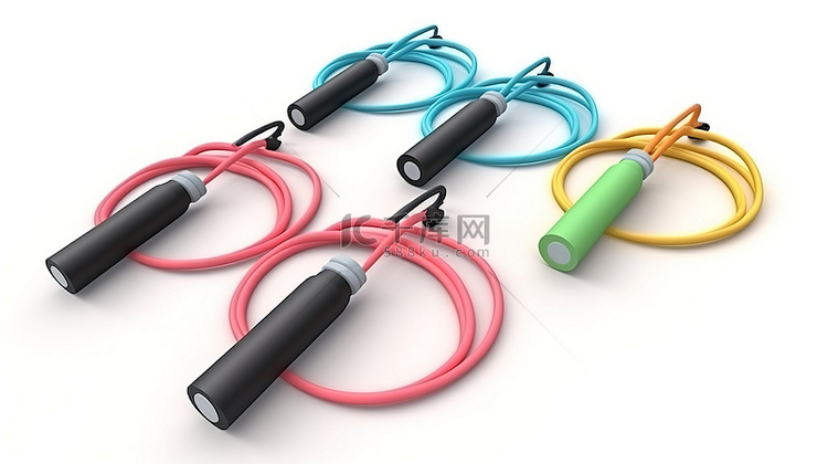 卡通风格运动跳绳图标设置在 3D 渲染中，用于白色背景上的独立锻炼概念背景图片免费下载_海报banner/高清大图_千库网(图片编号6718429)