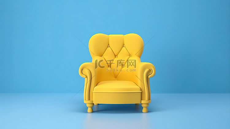 3d 中孤立的黄色扶手椅在浅蓝色背景下为横幅渲染背景图片免费下载_海报banner/高清大图_千库网(图片编号6664577)