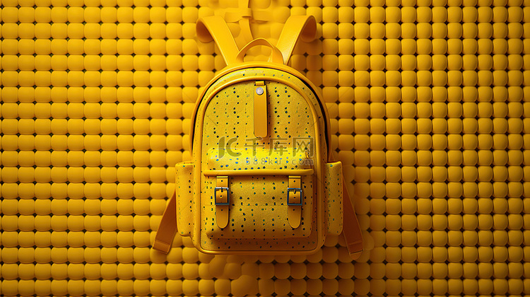 黄色 3D 渲染书包，带有醒目的图案背景图片免费下载_海报banner/高清大图_千库网(图片编号6834501)