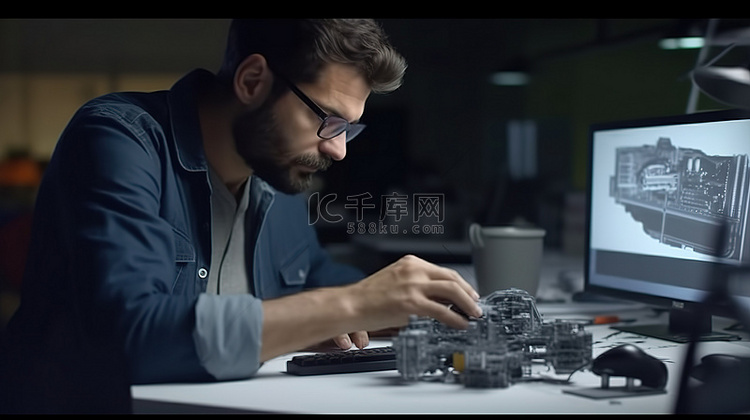 3D 模型在工业设计师的专家手中成型背景图片免费下载_海报banner/高清大图_千库网(图片编号6862951)