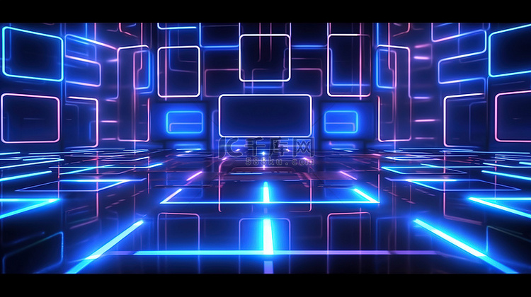 具有发光 LED 屏幕动画的抽象技术的 3D 渲染背景图片免费下载_海报banner/高清大图_千库网(图片编号6769618)