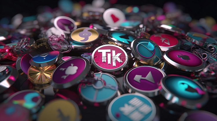 标志性社交媒体徽章中 tik tok 徽章的垂直 3d 渲染背景图片免费下载_海报banner/高清大图_千库网(图片编号6697559)