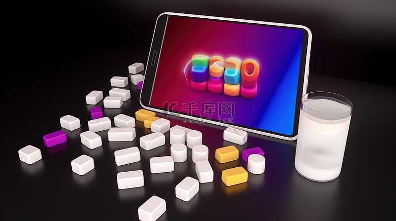 3d 中的 instagram 药丸使用带有应用程序徽标的 ipad 呈现背景图片免费下载_海报banner/高清大图_千库网(图片编号 ...