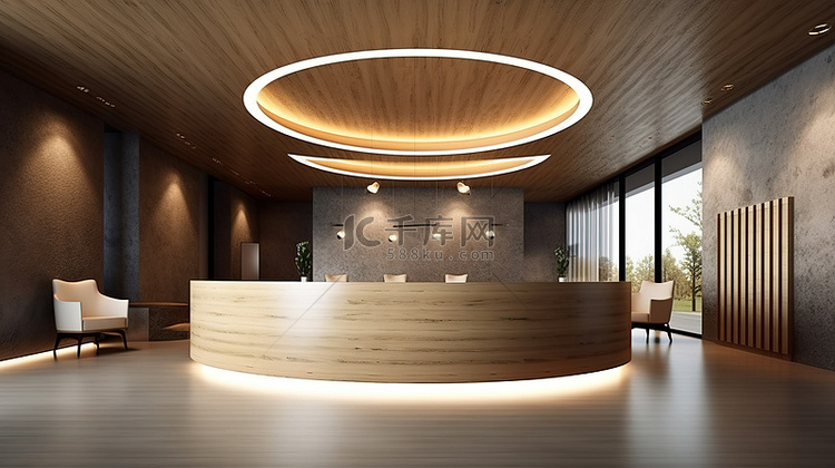 酒店内部接待柜台 3D 渲染背景图片免费下载_海报banner/高清大图_千库网(图片编号6782034)