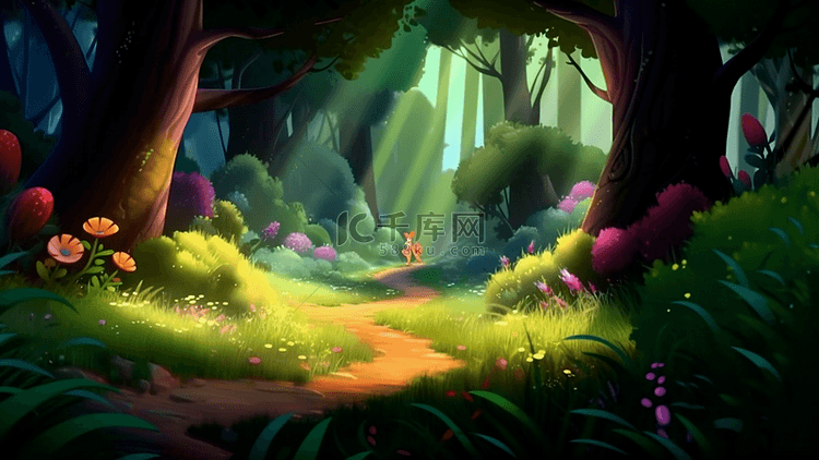 森林树花光线背景图片免费下载_海报banner/高清大图_千库网(图片编号6642514)
