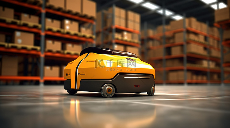 AGV 在仓库内运行的 3D 插图渲染背景图片免费下载_海报banner/高清大图_千库网(图片编号6756468)