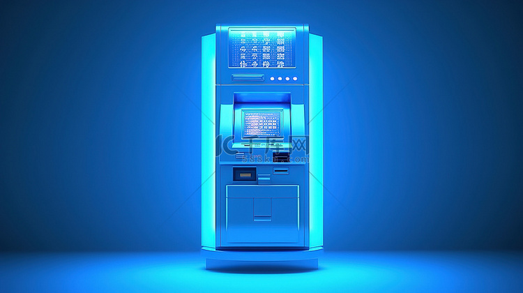 软蓝色 atm 机的 3d 渲染背景图片免费下载_海报banner/高清大图_千库网(图片编号6822385)