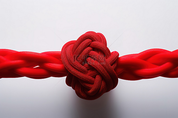 一根白色和红色的绳子打成一个结背景图片免费下载_海报banner/高清大图_千库网(图片编号7123315)