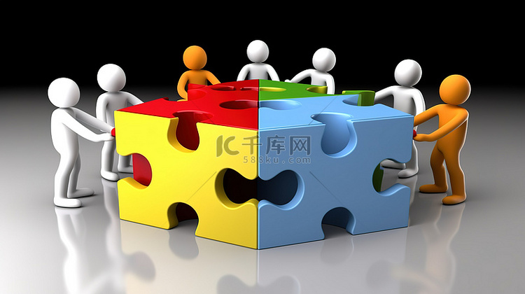 以 3D 卡通形式解决难题的商业人物背景图片免费下载_海报banner/高清大图_千库网(图片编号6712551)