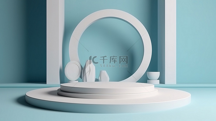 模型显示阶段抽象几何设计与 3D 渲染中的圆形基座背景图片免费下载_海报banner/高清大图_千库网(图片编号6674393)